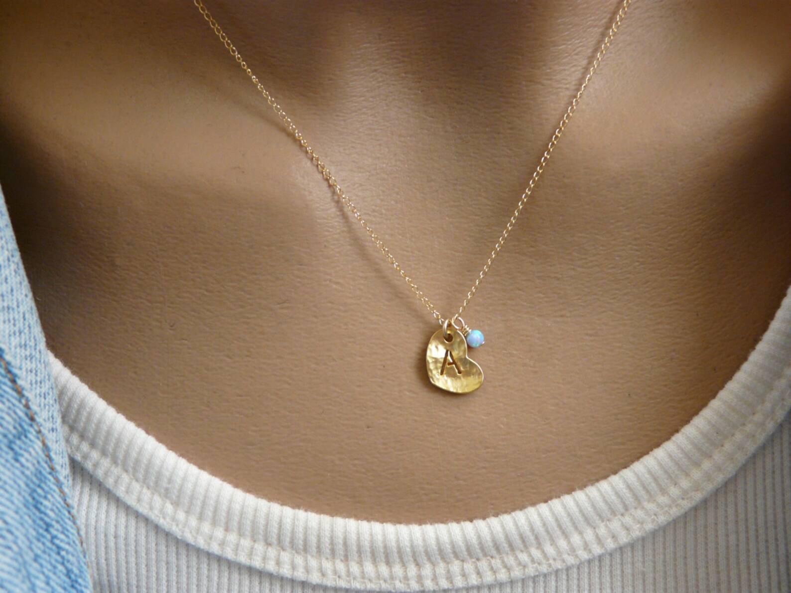 Initial Heart Necklace Gold Initial Necklace Valentines Day - Etsy