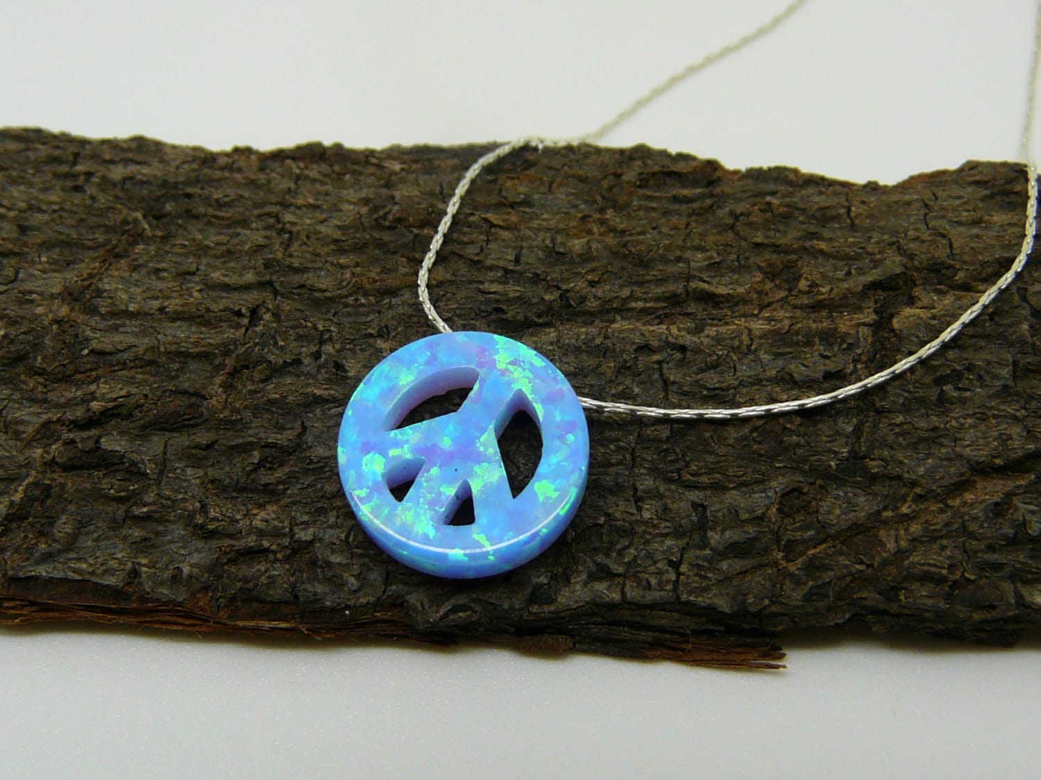 Peace Sign Necklace, Peace Necklace, Peace Sign, Opal Peace Sign ...