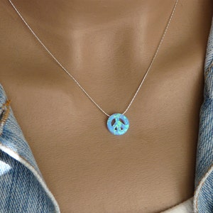 Peace Sign Necklace, Peace Necklace, Peace Sign, Opal Peace Sign ...
