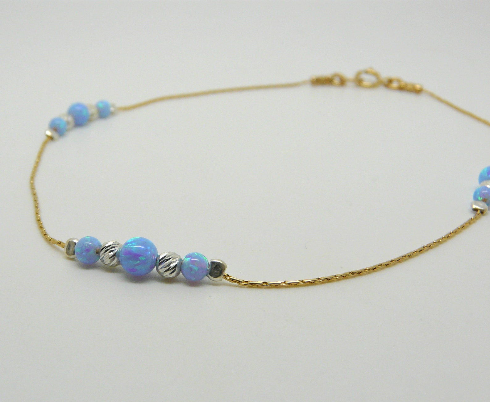 Opal Anklet Delicate Opal Anklet Blue Opal Anklet Sterling - Etsy