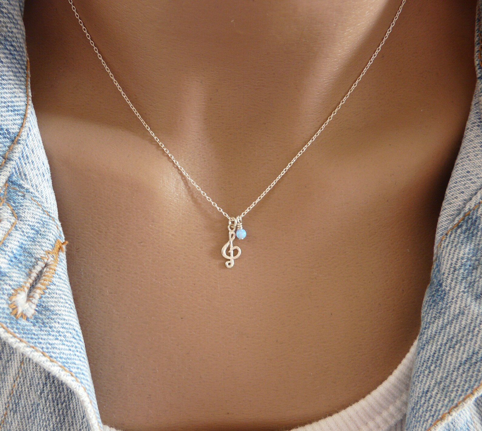 Music Necklace, Music Note Necklace, Treble Clef, Music Charm, G Clef ...