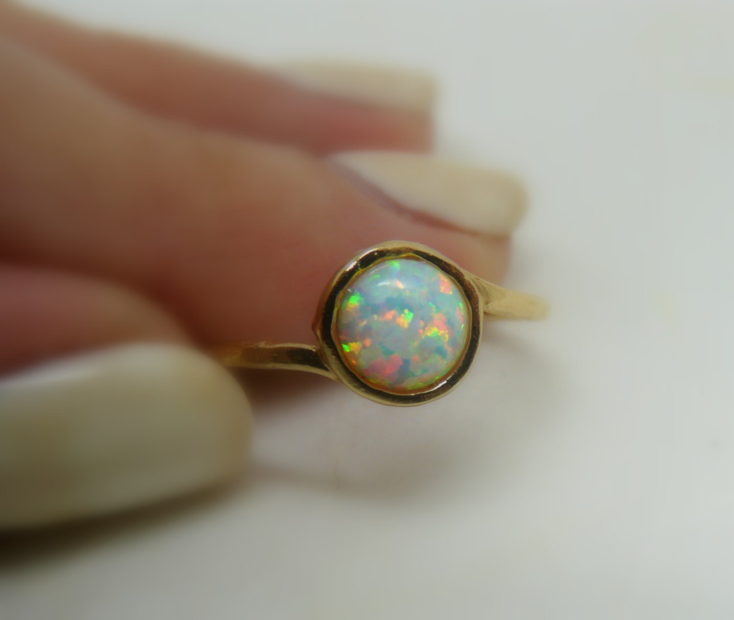 Opal ring Opal jewelry White opal ring Gold Filled opal | Etsy