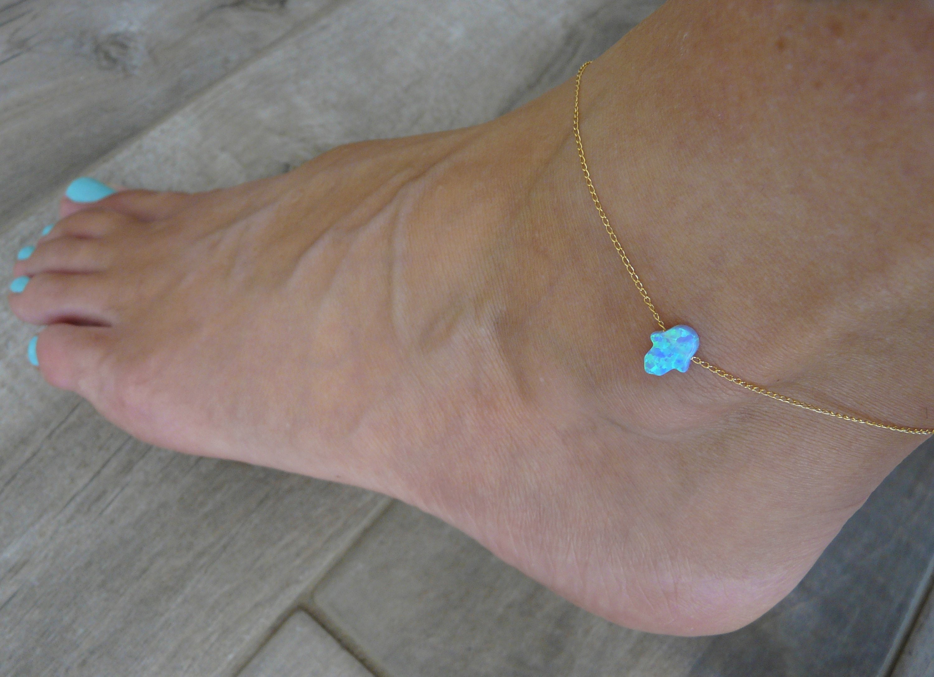 Hamsa Opal Anklet Delicate Anklet Gold Anklet Bracelet | Etsy