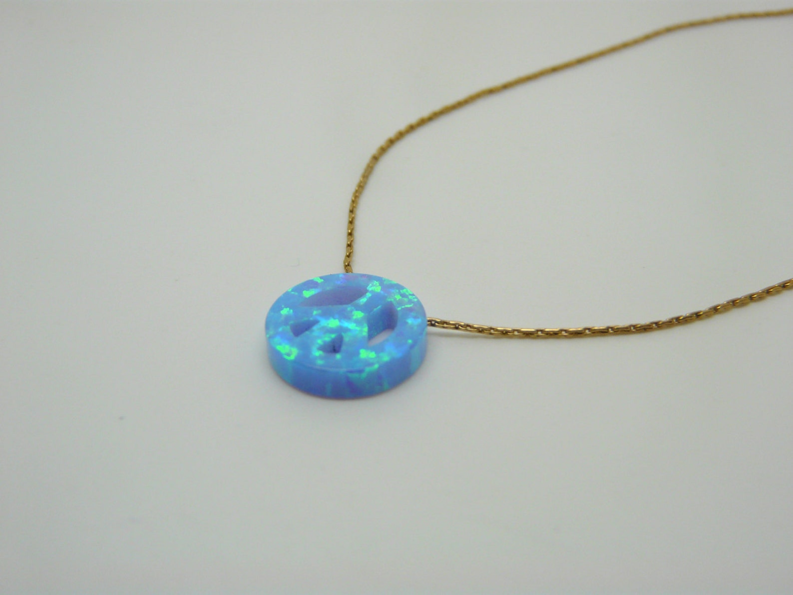 Peace Sign Necklace, Peace Necklace, Peace Sign, Opal Peace Sign ...