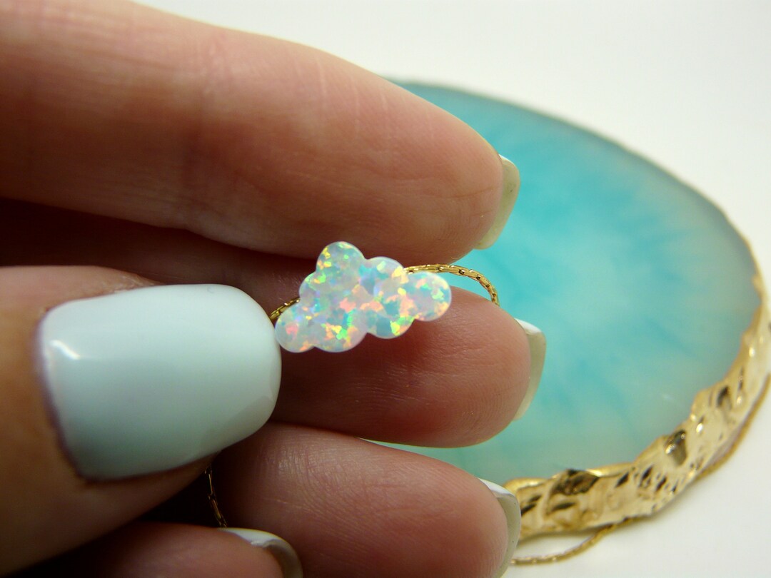 Cloud Necklace, Gold Cloud Necklace, Cloud Pendant, White Opal Cloud ...