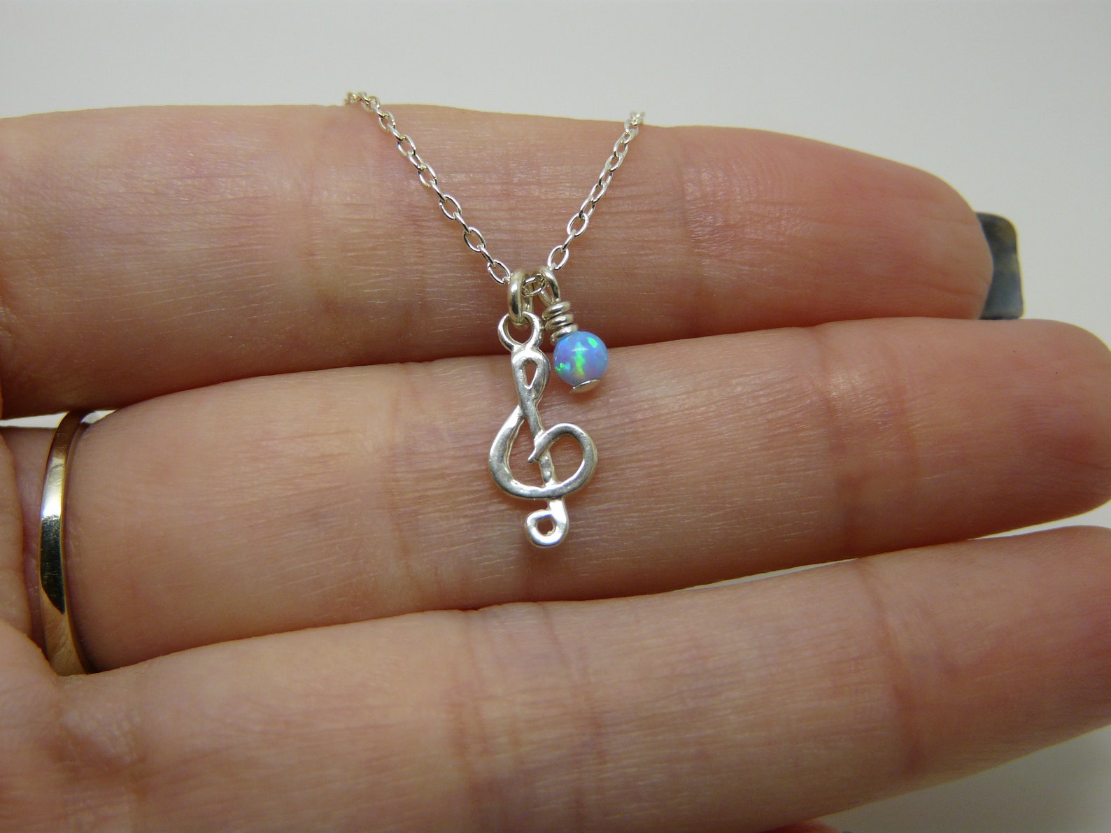 Music Necklace, Music Note Necklace, Treble Clef, Music Charm, G Clef ...