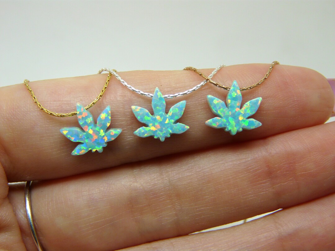 Marijuana Leaf Necklace Weed Pot Grass Green Necklace - Etsy