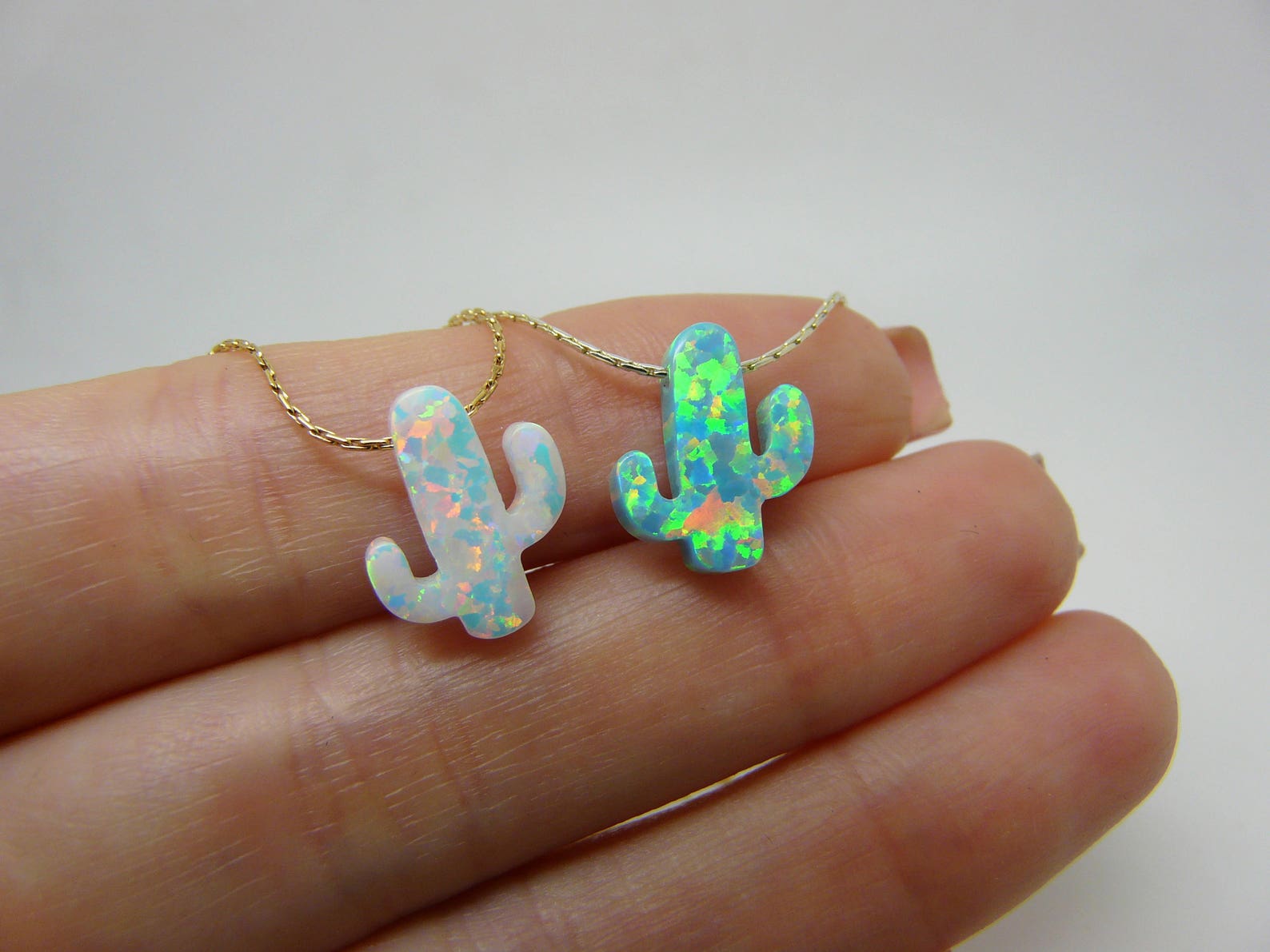 Cactus Necklace Opal Cactus Necklace Cactus Jewelry - Etsy