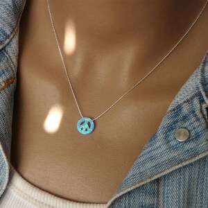 Peace Sign Necklace, Peace Necklace, Peace Sign, Opal Peace Sign ...