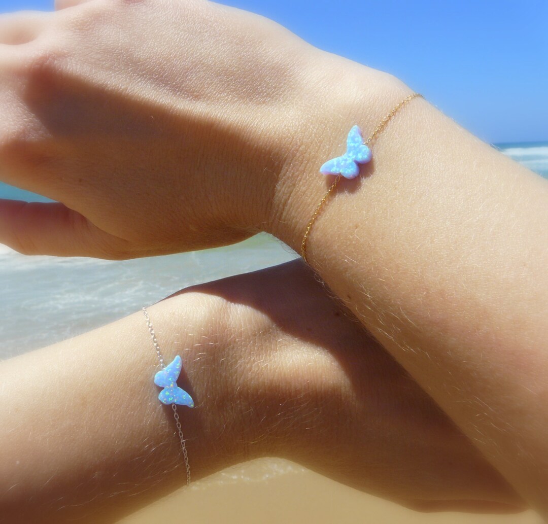 Butterfly Bracelet, Butterfly Jewelry, Butterfly Charm, Opal Butterfly ...
