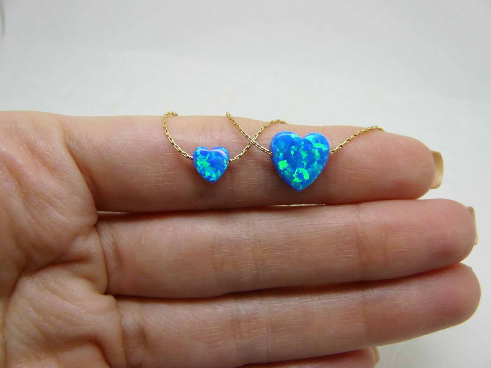 Blue Heart Necklace Valentines Day Gift Opal Heart Necklace - Etsy