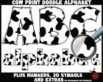 Cow Print Letters Png - Etsy