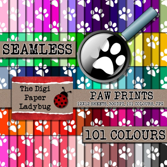 Craft Supplies & Tools Paper, Party & Kids Paper 101 paw print digital ...