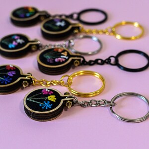 Subtle Pride Flags Embroidered Keyring. LGBT Floral Cute Transgender ...
