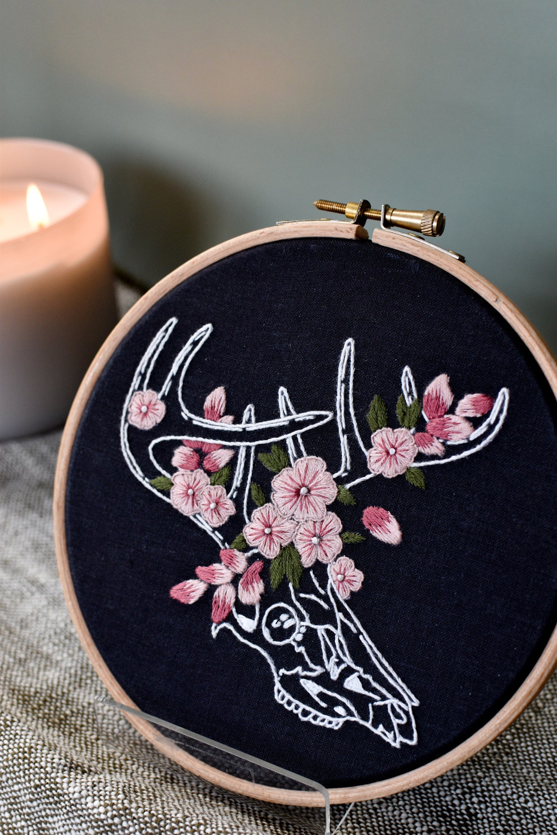 Modern Floral Deer Skull Embroidery Kit Suitable for - Etsy