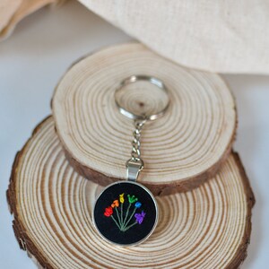 Subtle Pride Flags Embroidered Keyring. LGBT Floral Cute Transgender ...