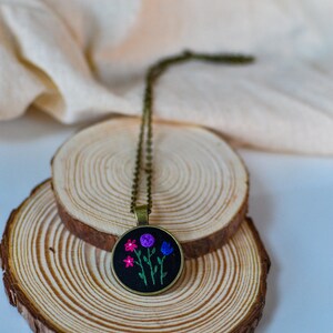 Subtle Bisexual Pride Flag Hand Embroidered Necklace Floral LGBTQ ...