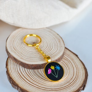 Subtle Pride Flags Embroidered Keyring. LGBT Floral Cute Transgender ...