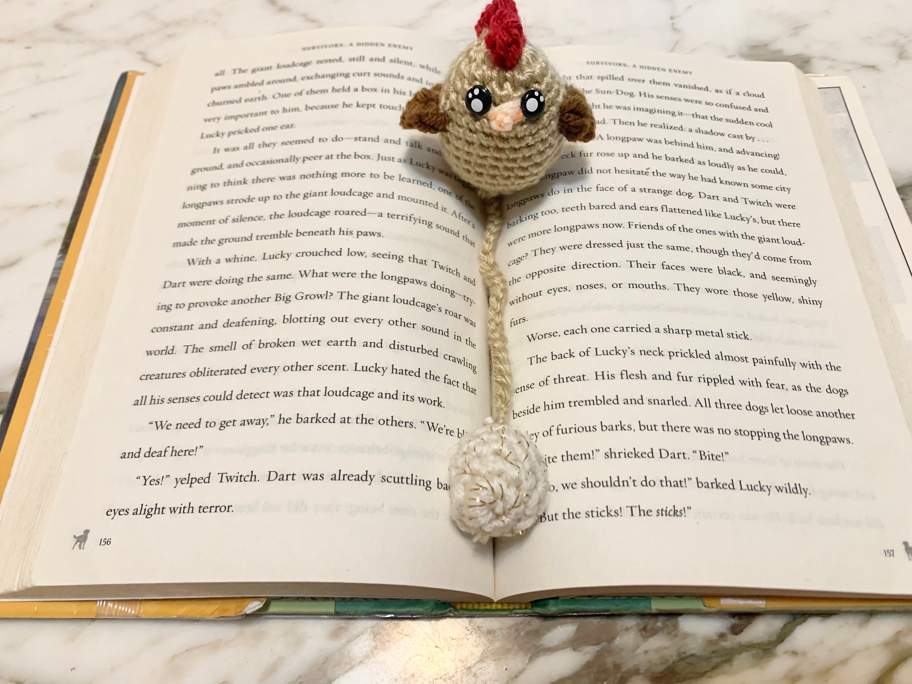 Crochet Chicken Bookmark, Crochet Hen Bookmark, Chicken Bookmark, Hen ...