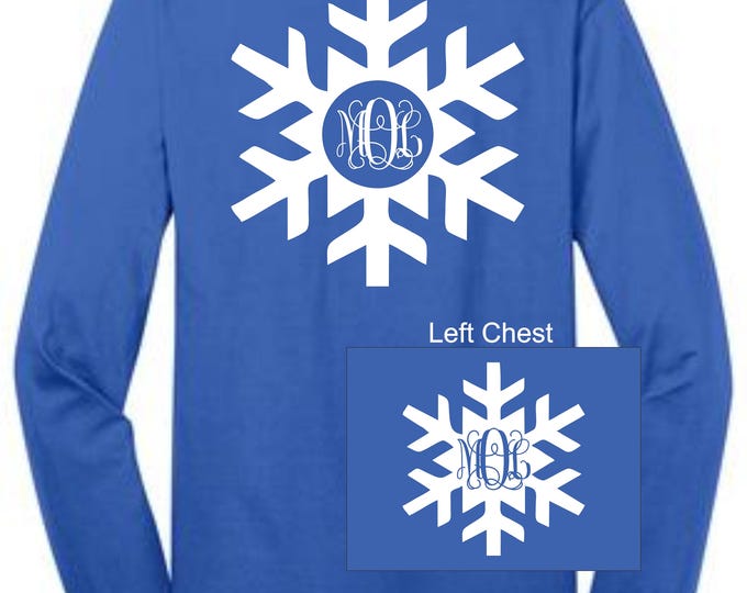 Embroidered Youth Snowflake Long Sleeved Top | Personalized Youth ...