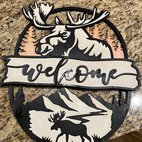Moose Welcome Sign - Etsy