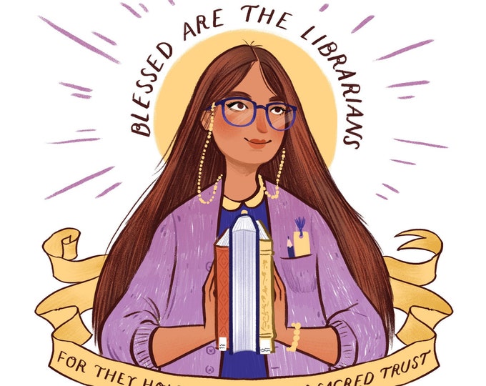 Blessed Are the Librarians Trindles & Read Print Illustration Librarian ...