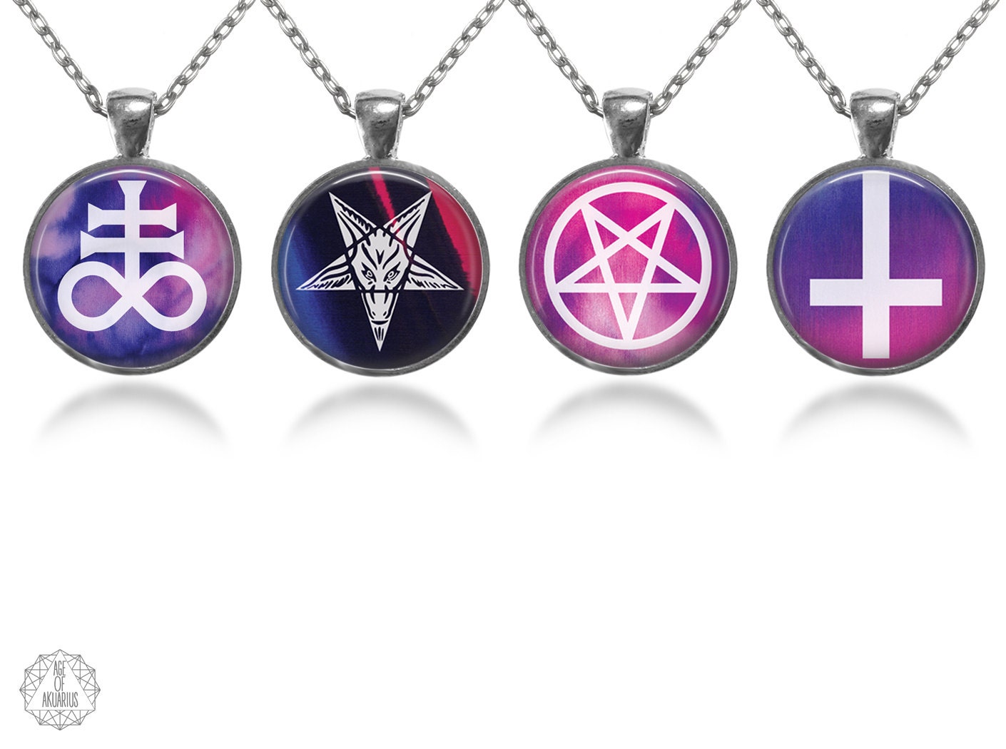 Satanic Pendant Necklace Set. Satanic Necklace Inverted | Etsy