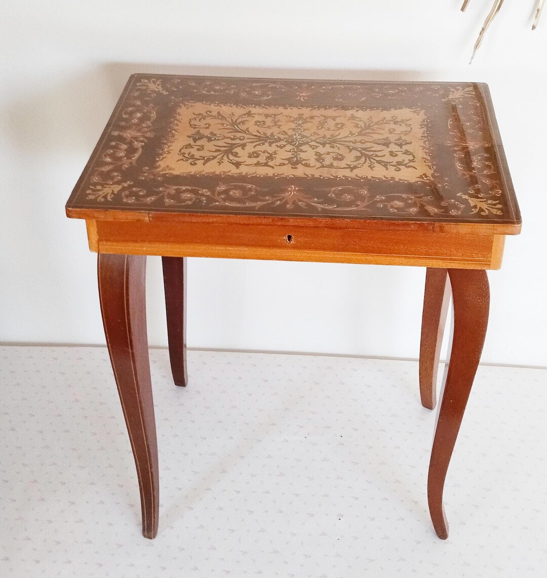Stella Carillon, Music Box Table, Jewelry Box, Inlaid Wood, Side Table ...