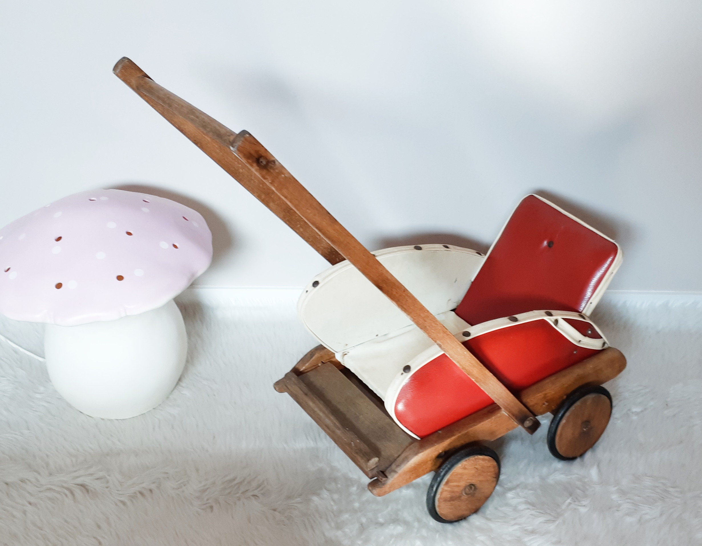 Vintage doll stroller 50s wooden | Etsy