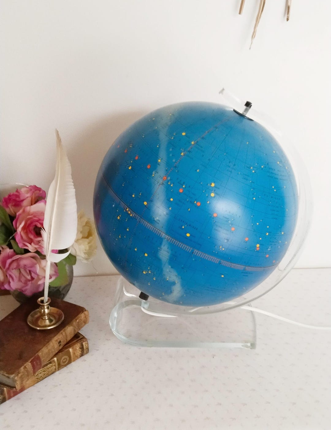 Illuminated Celestial Globe, Vintage, scan Globe Danmark, World Map ...