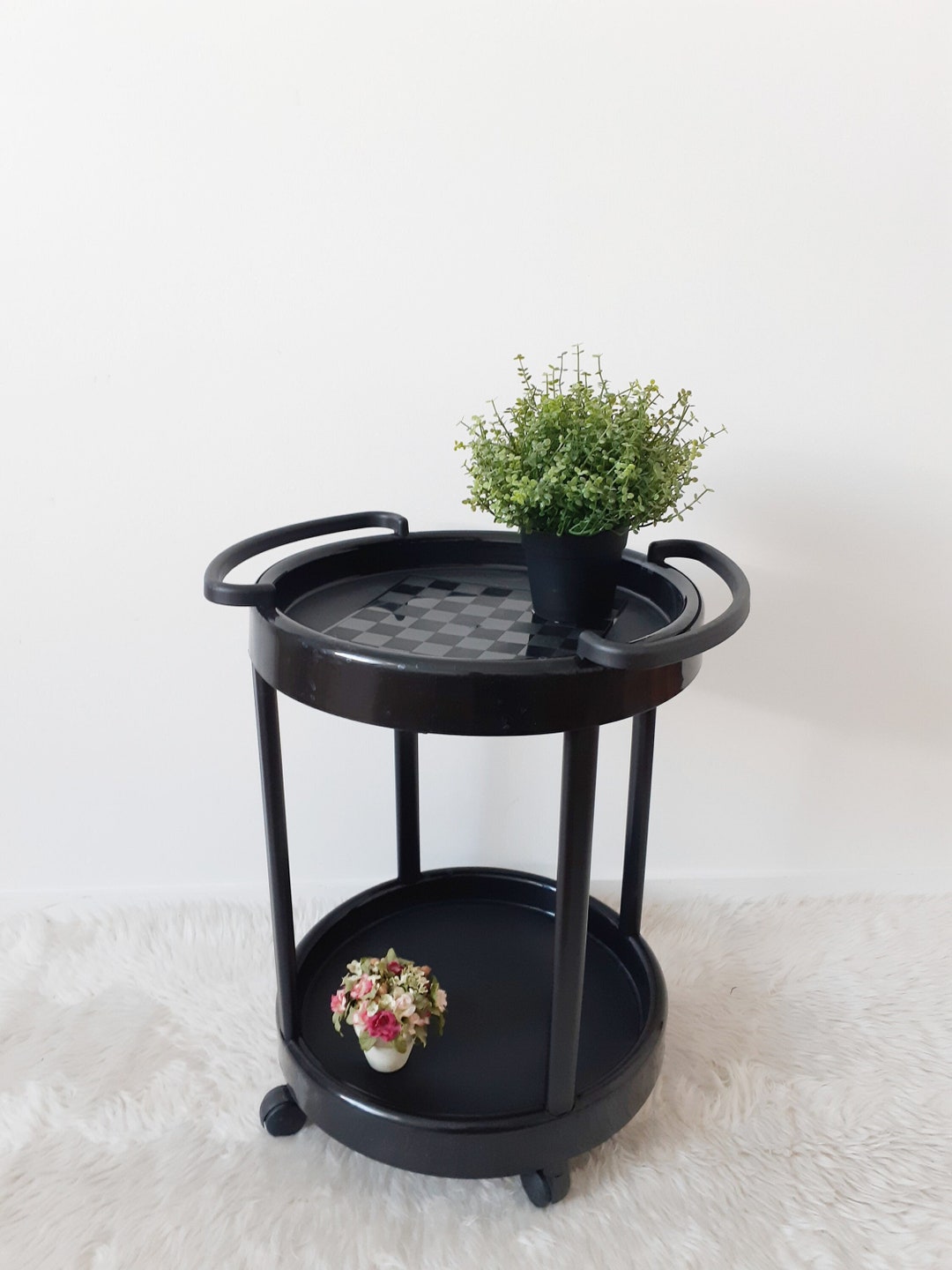 Vintage Bar Table, Black Plastic, Round Table, 70s, Simo, Made in Italy ...
