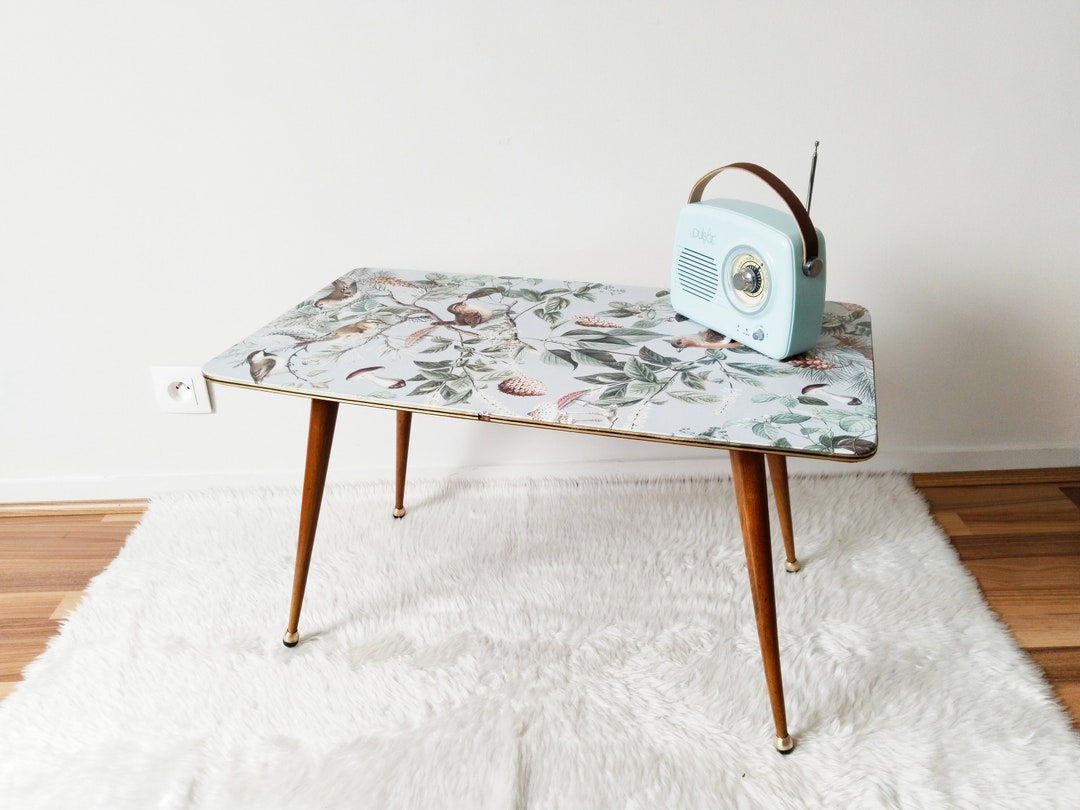 Vintage Wooden Coffee Table, Compass Legs, Redesigned, 1950s - Etsy ...