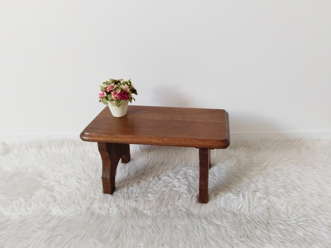Farmhouse Stool in Waxed Wood Vintage Bedside Plant Holder - Etsy