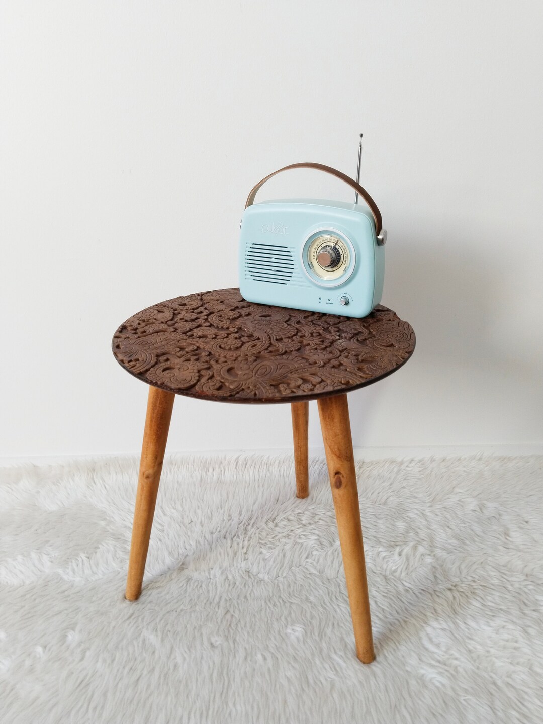 Vintage Round Table, Tripod, Carved Wood, French Vintage - Etsy