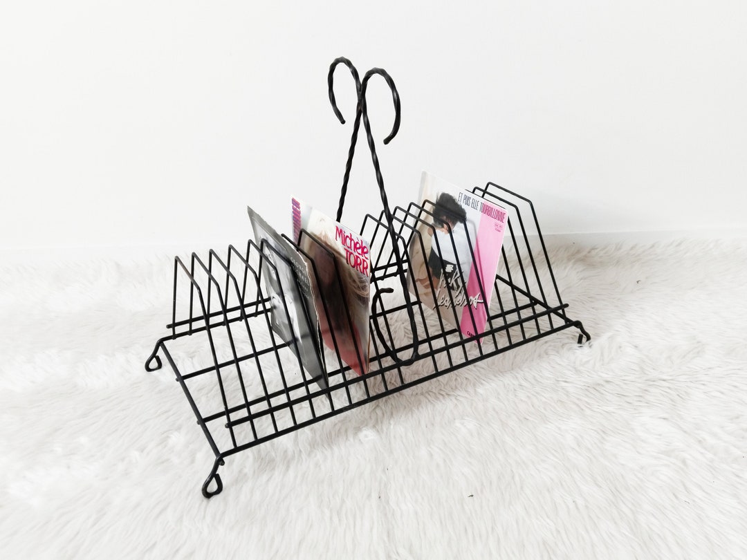 Vintage Record Holder for 33 and 45 Rpm Vinyl Records, in Black Metal ...