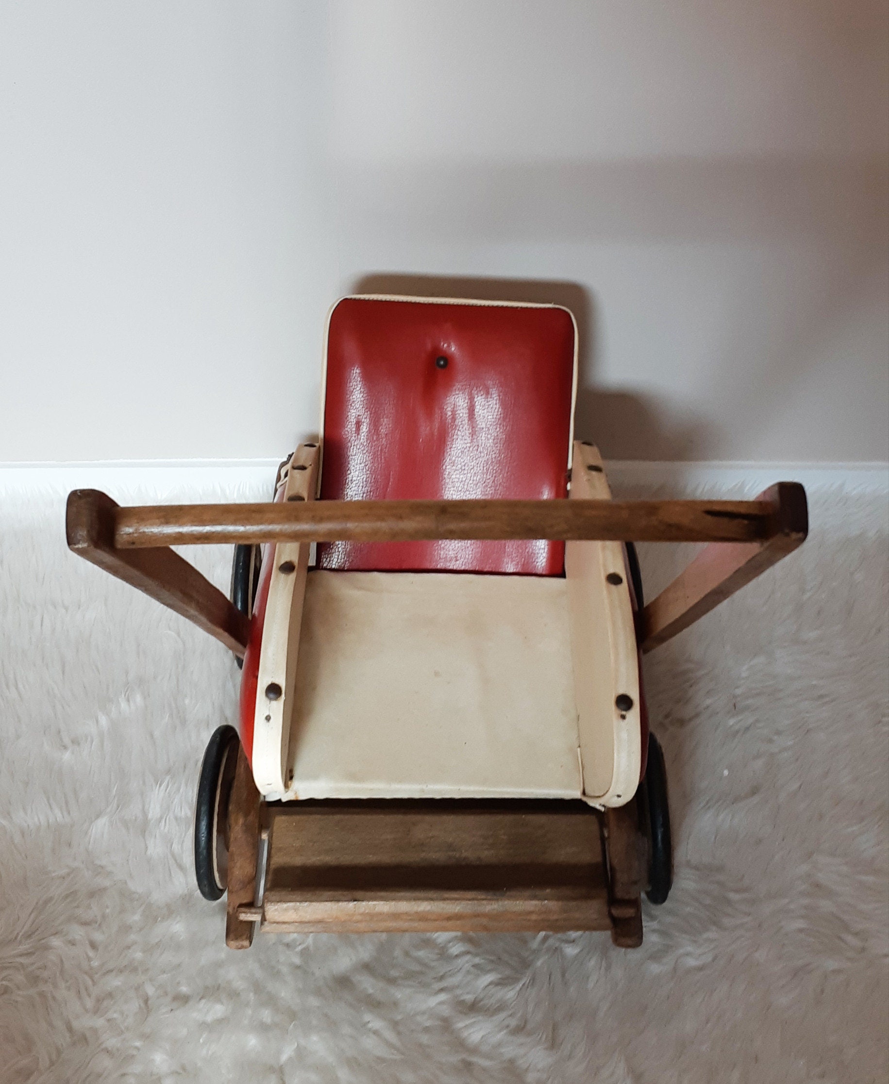 Vintage doll stroller 50s wooden | Etsy