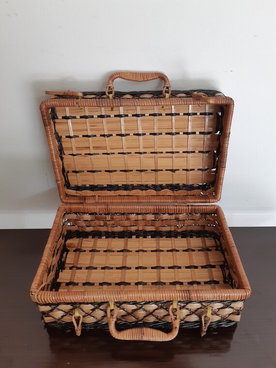 Rattan suitcase, wicker, French vintage, vanity - Gem