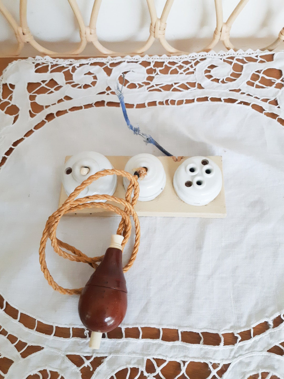 Antique Porcelain Light Switches on a Wooden Plate, 1940s - Etsy