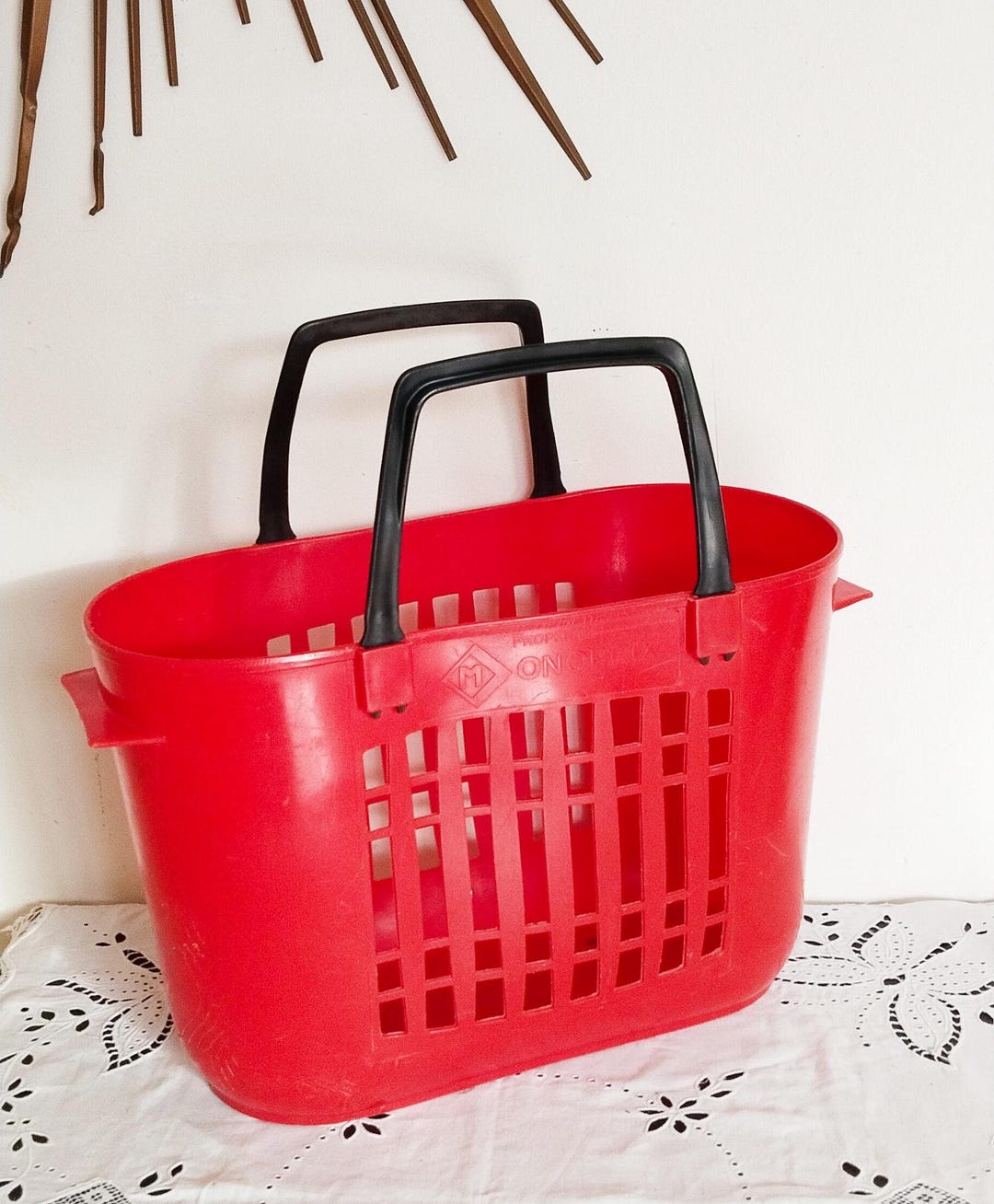 Vintage Red Plastic Shopping Basket, 50s, Monoprix - Etsy