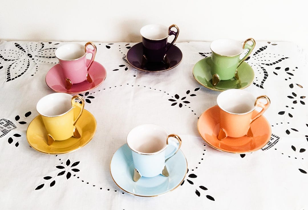Geneviève Lethu "aquarelle" Coffee Set, 6 Cups and 6 Saucers ...