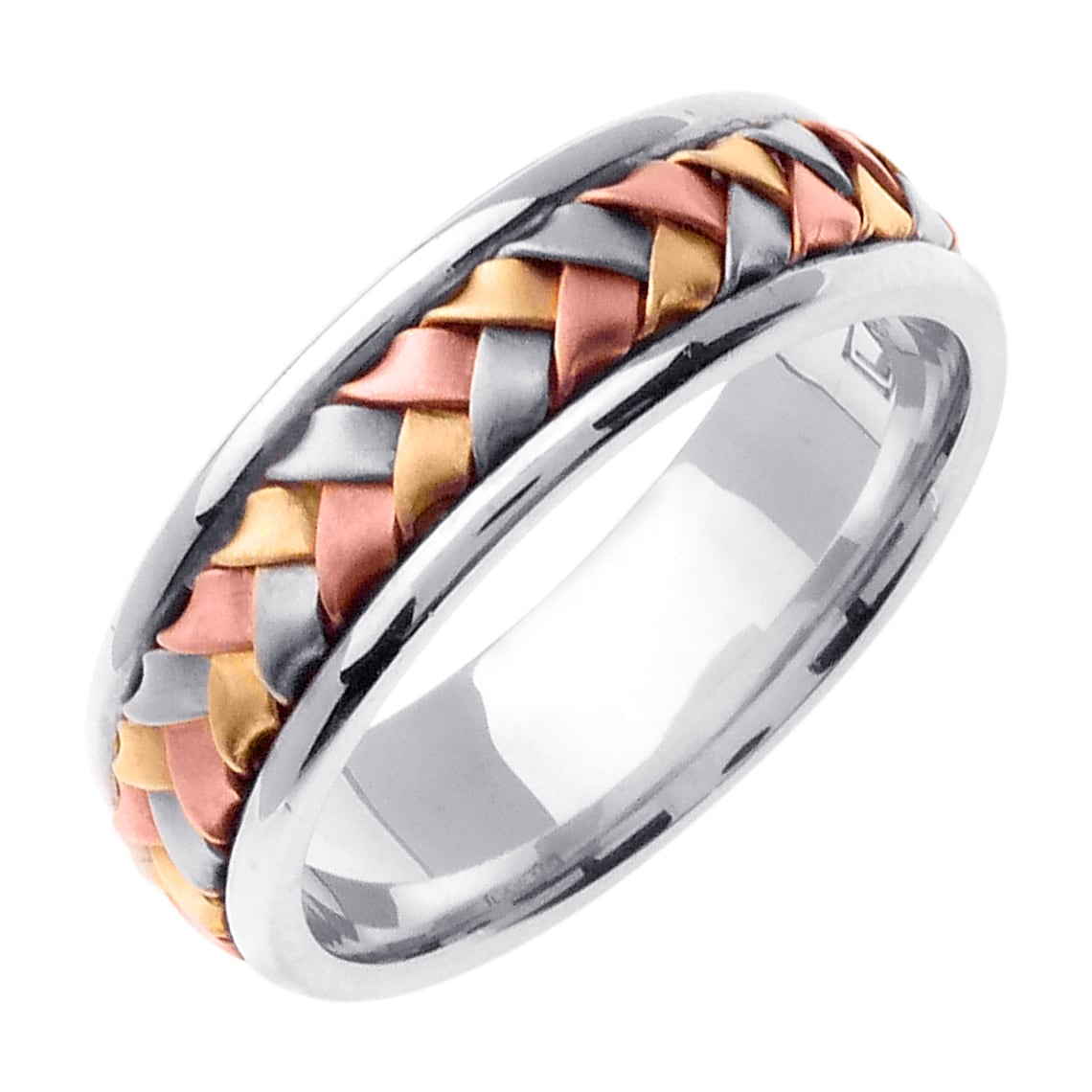 7mm Tri Color Gold Hand-woven Basket Weave Comfort Fit Wedding - Etsy