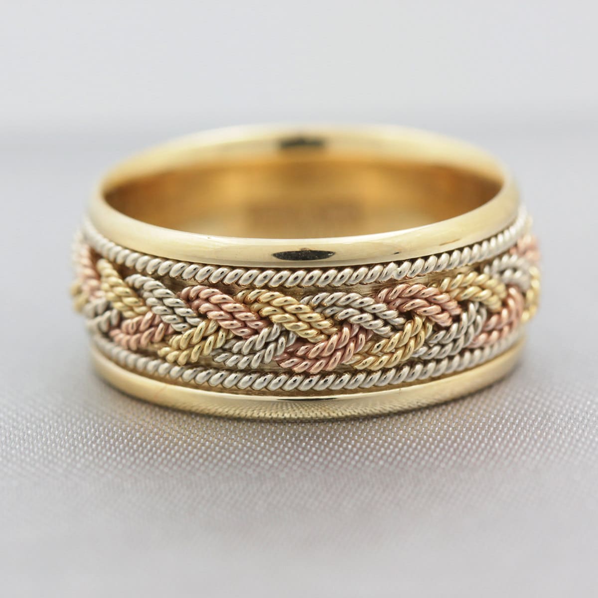 9mm Hand Braided Tri Color Wedding Band Braided Band Comfort | Etsy