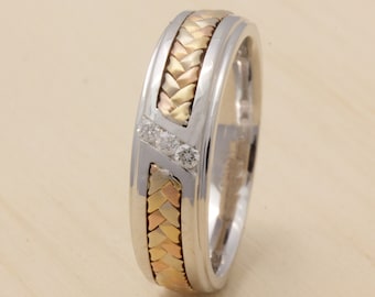 Tri Color Gold Braided Comfort Fit Wedding Band Gold Rings | Etsy