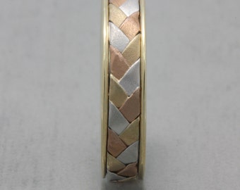 Tri Color Gold Braided Comfort Fit Wedding Band Gold Rings | Etsy