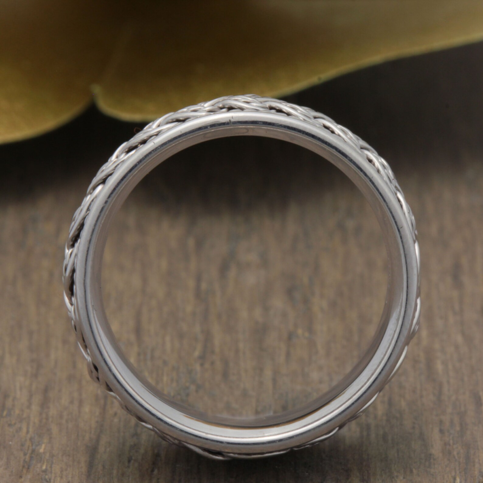 White Hand Braided Wedding Band Double Braided Band Hand | Etsy