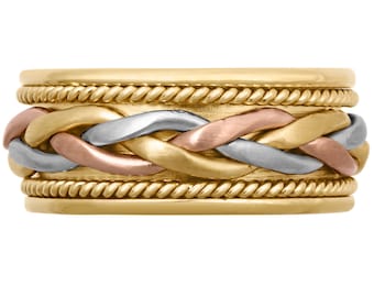 Tri Color Gold Braided Comfort Fit Wedding Band Gold Rings | Etsy
