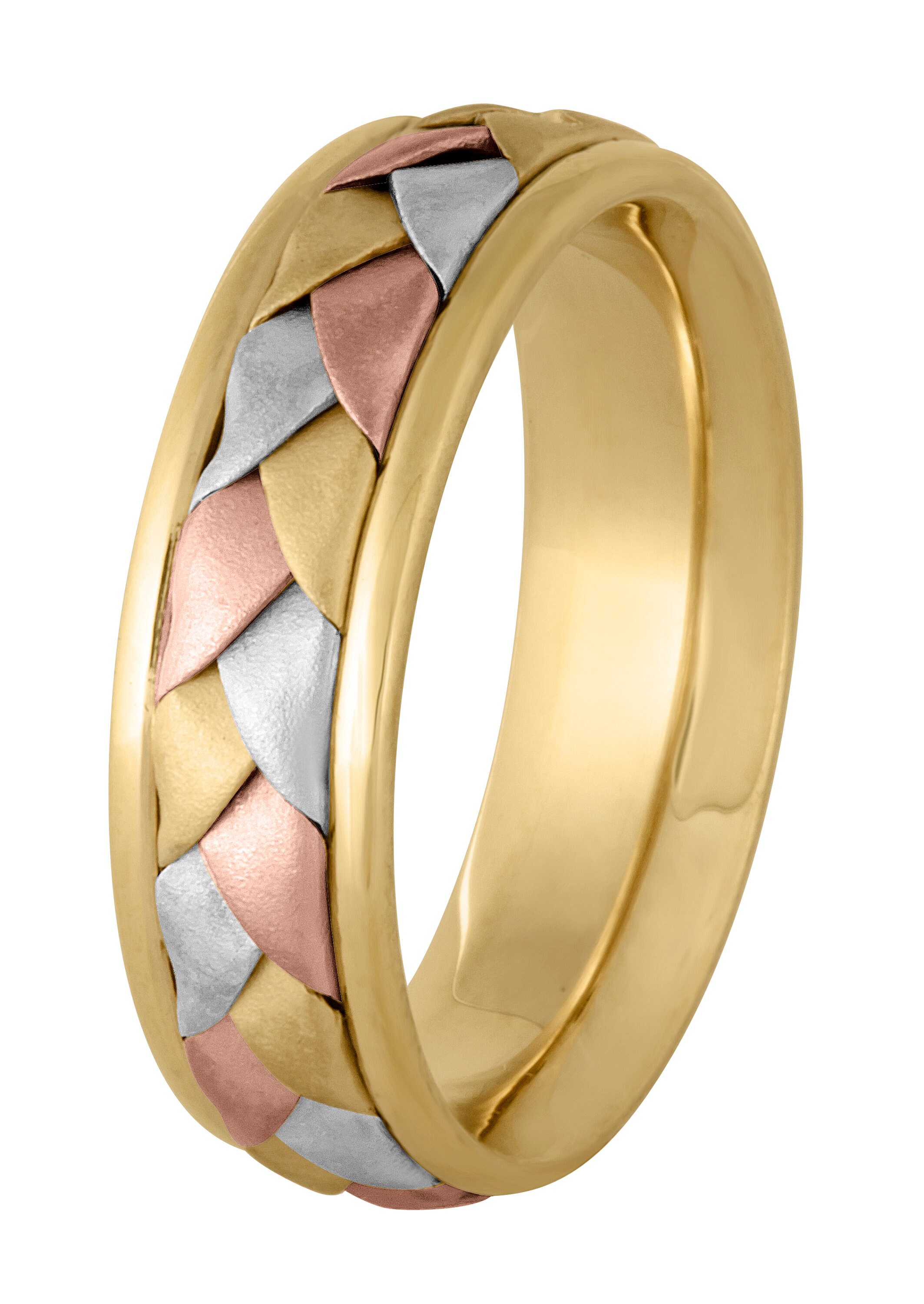 7mm 14K/18K Tri Color Gold Hand-woven, Basket Weave, Braided Style ...