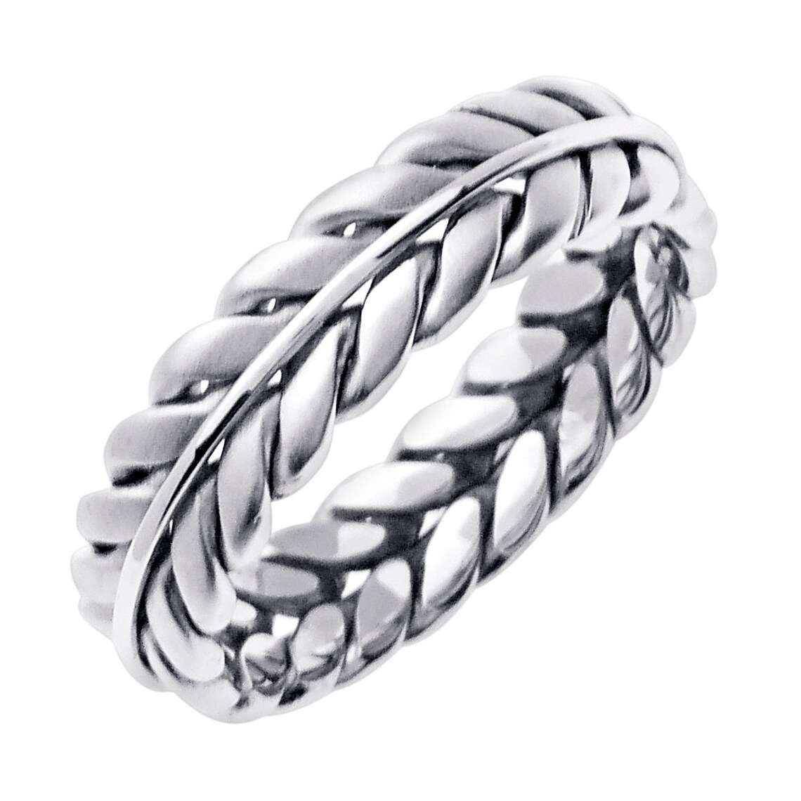 Hand-braided Fern Style Concave Wedding Band, Floral Wedding Band ...