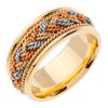 9mm Hand Braided Tri Color Wedding Band, Braided Band, Comfort Fit ...