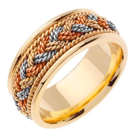 9mm Hand Braided Tri Color Wedding Band Braided Band Comfort - Etsy